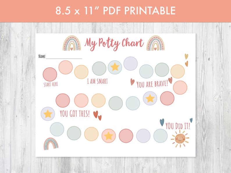 Rainbow Potty Chart, Printable Potty Training Reward Chart for Kids ...