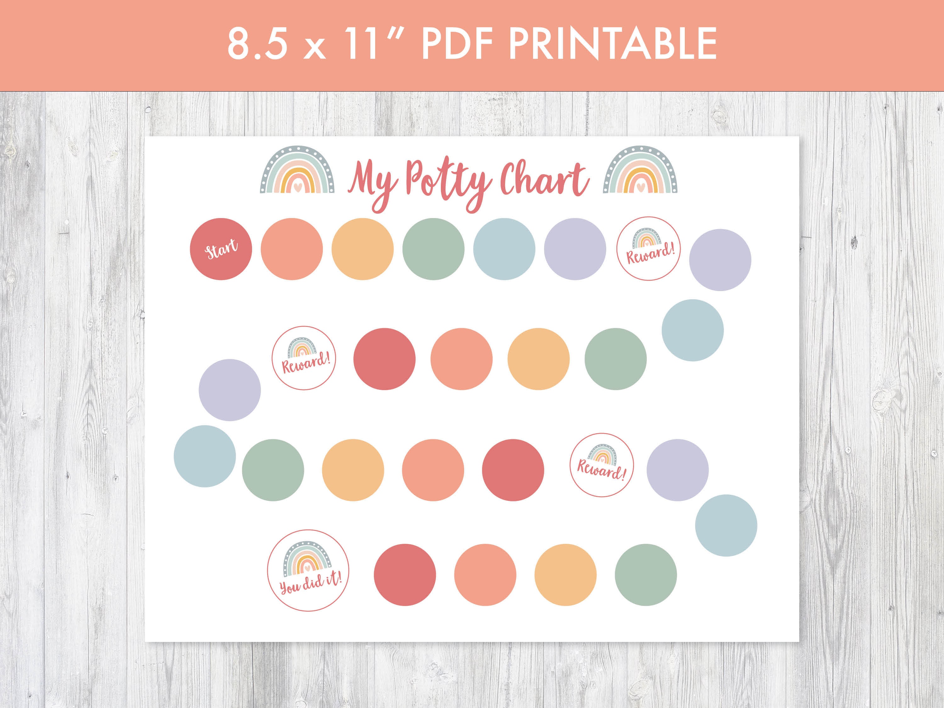 Rainbow Potty Chart, Printable Potty Training Reward Chart for Kids ...