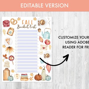 Fall Bucket List Editable Printable, Activity Ideas Sheet for Autumn ...