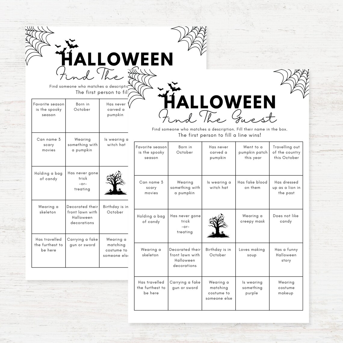 Spooky Halloween Party Game: Find the Guest Bingo Game for Fun Office ...