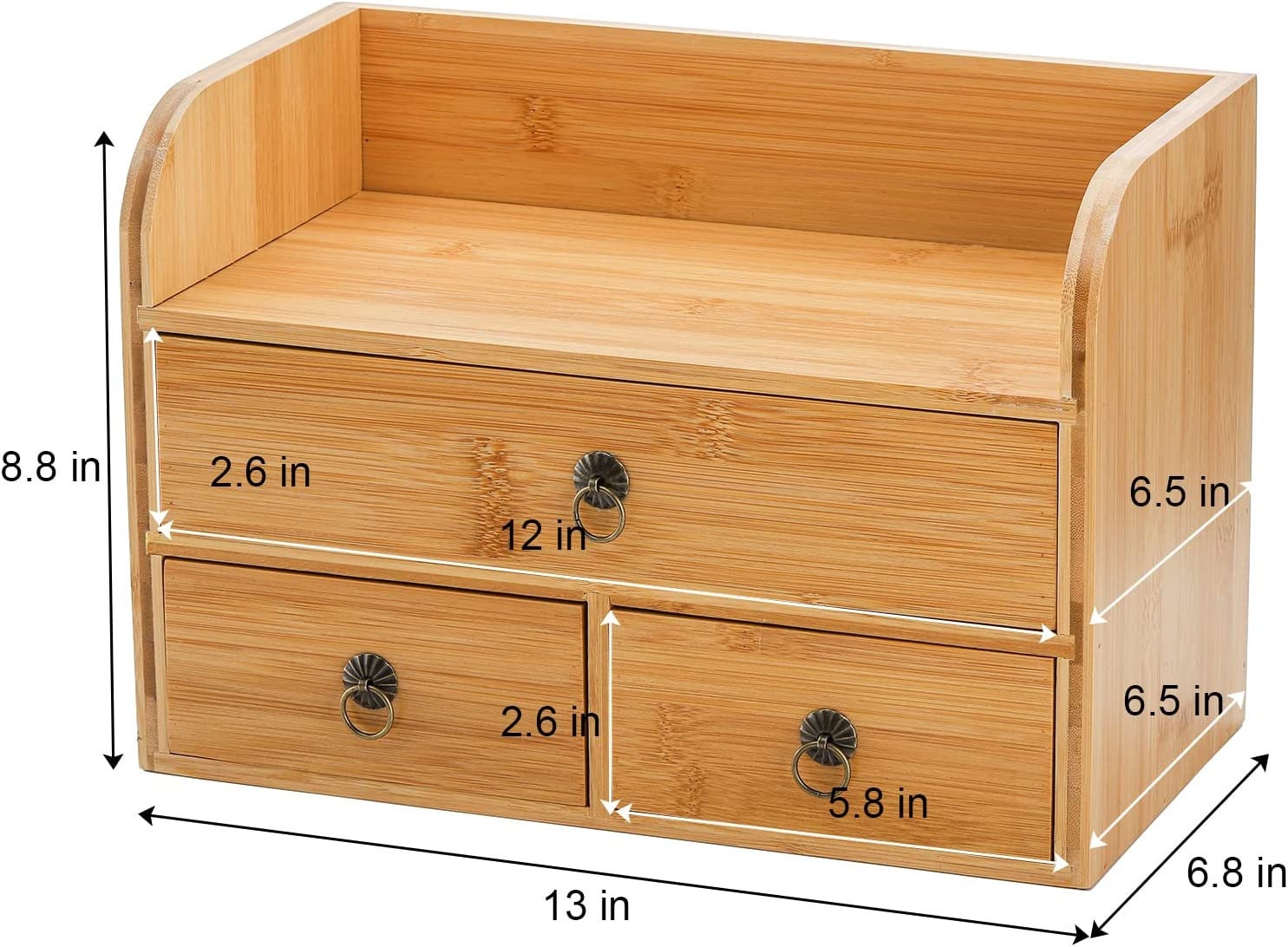 Bamboo Desk Organizer 3-tier Bamboo Tabletop Storage Organization ...