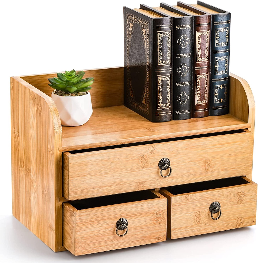 Bamboo Desk Organizer 3-tier Bamboo Tabletop Storage Organization ...