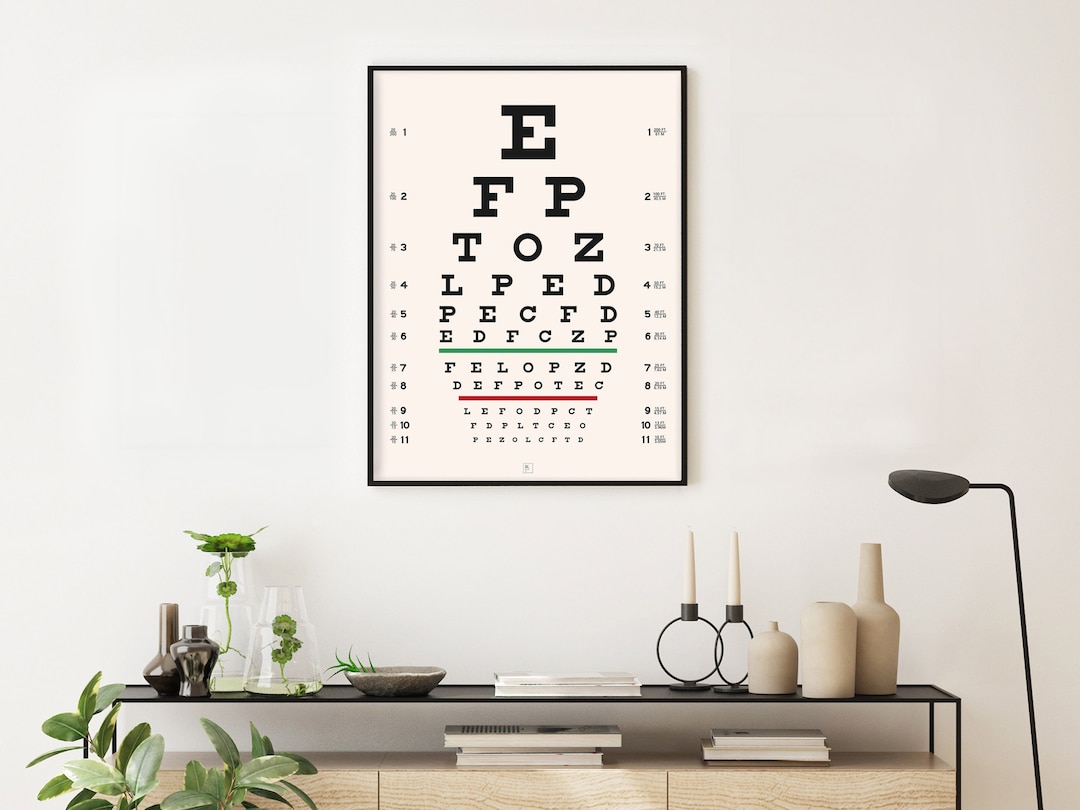 Snellen Eye Chart Vintage, Printable Wall Art, Office Hanging, Instant ...