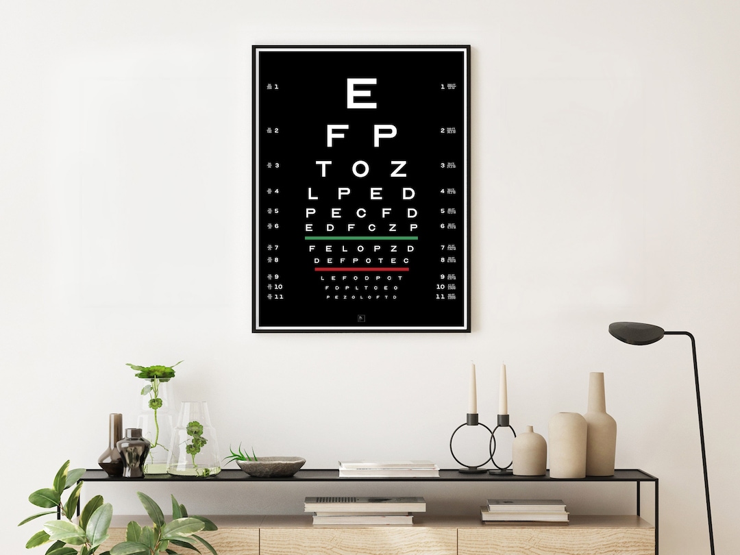 Snellen Eye Chart Modern Black Printable Wall Art Office - Etsy UK