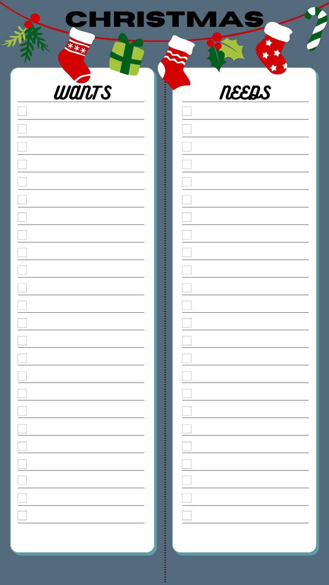 Needs And Wants List