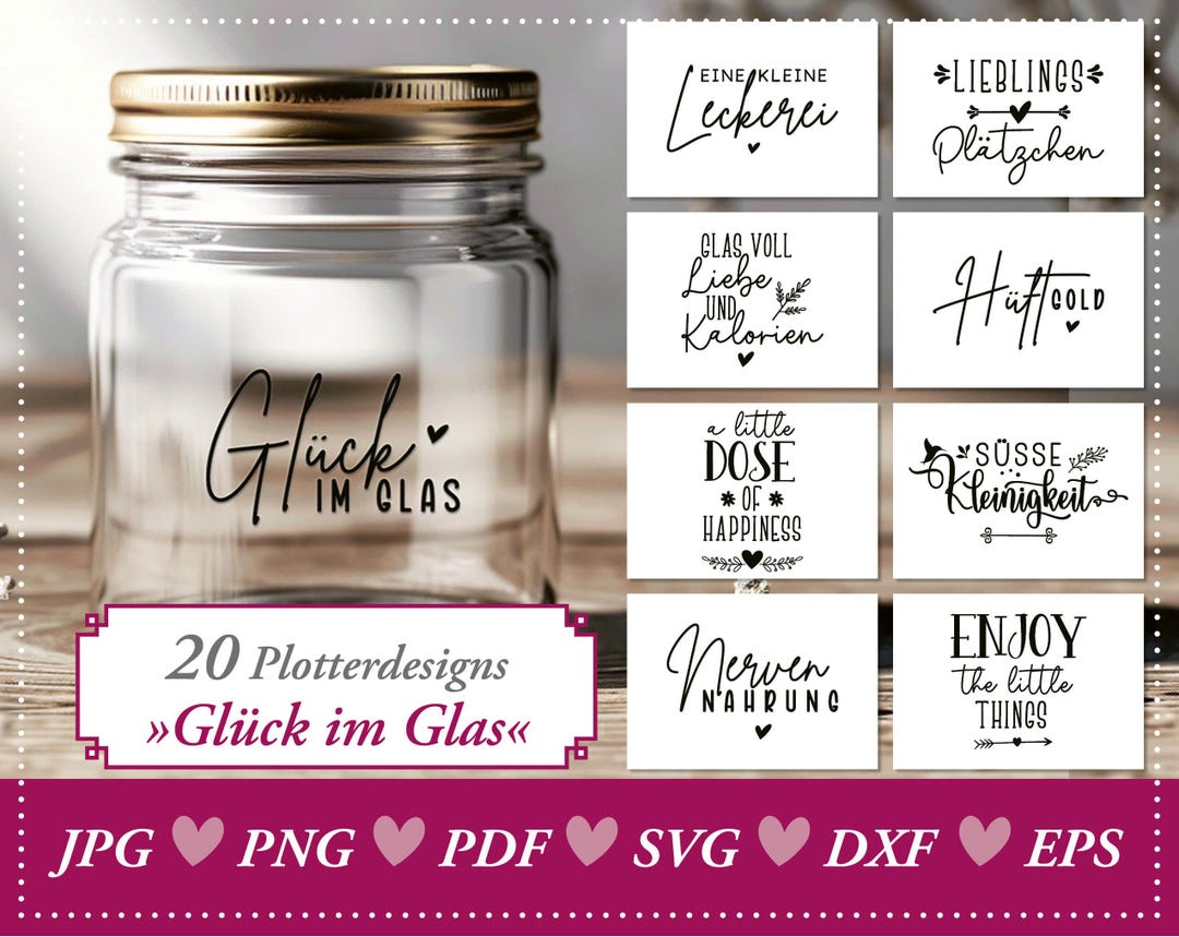 SVG Plotterdatei, Rub-ons, Glück Im Glas, Nervennahrung, Hüftgold, Lustige Sprüche Für DIY ...