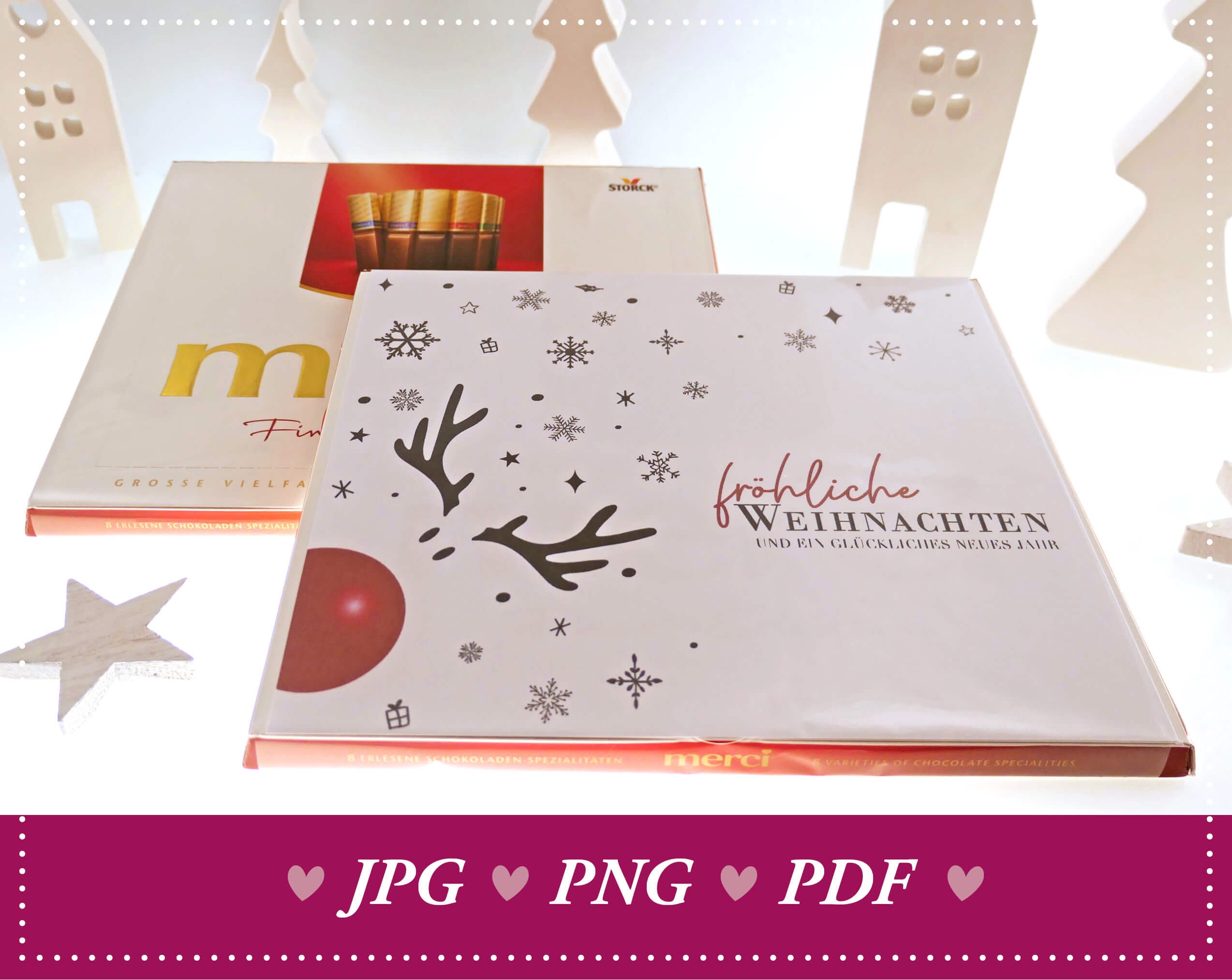 3 DIY Merci Inserts for 250g Merci Chocolate, Merry Christmas Gift ...