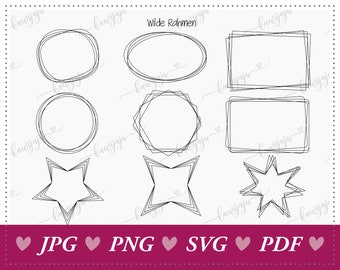 Doodle Frame Clipart Doodle Frames Square and Rectangle - Etsy