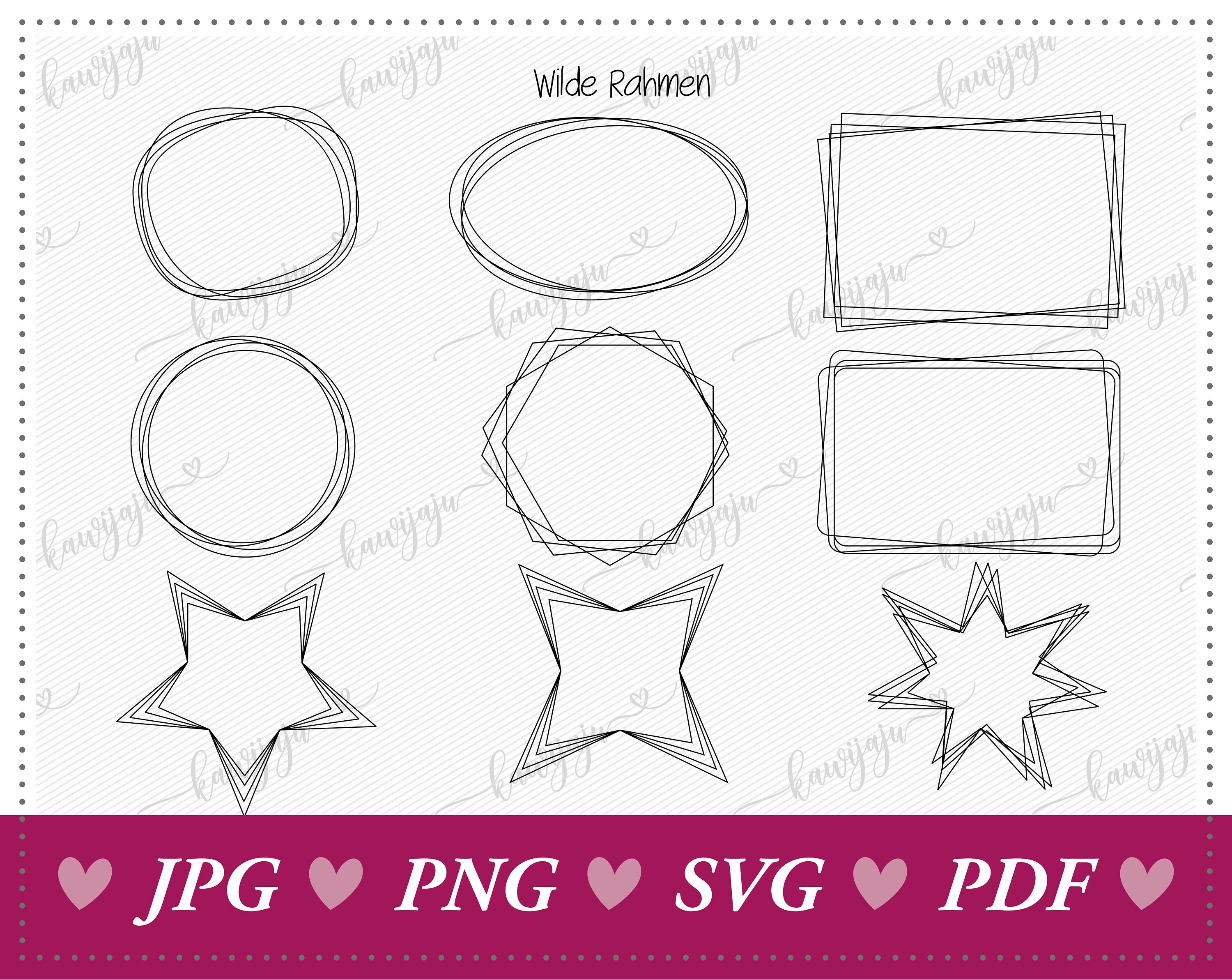 9 Wild Frames Doodle SVG Data Scrapbooking DIY Crafts - Etsy