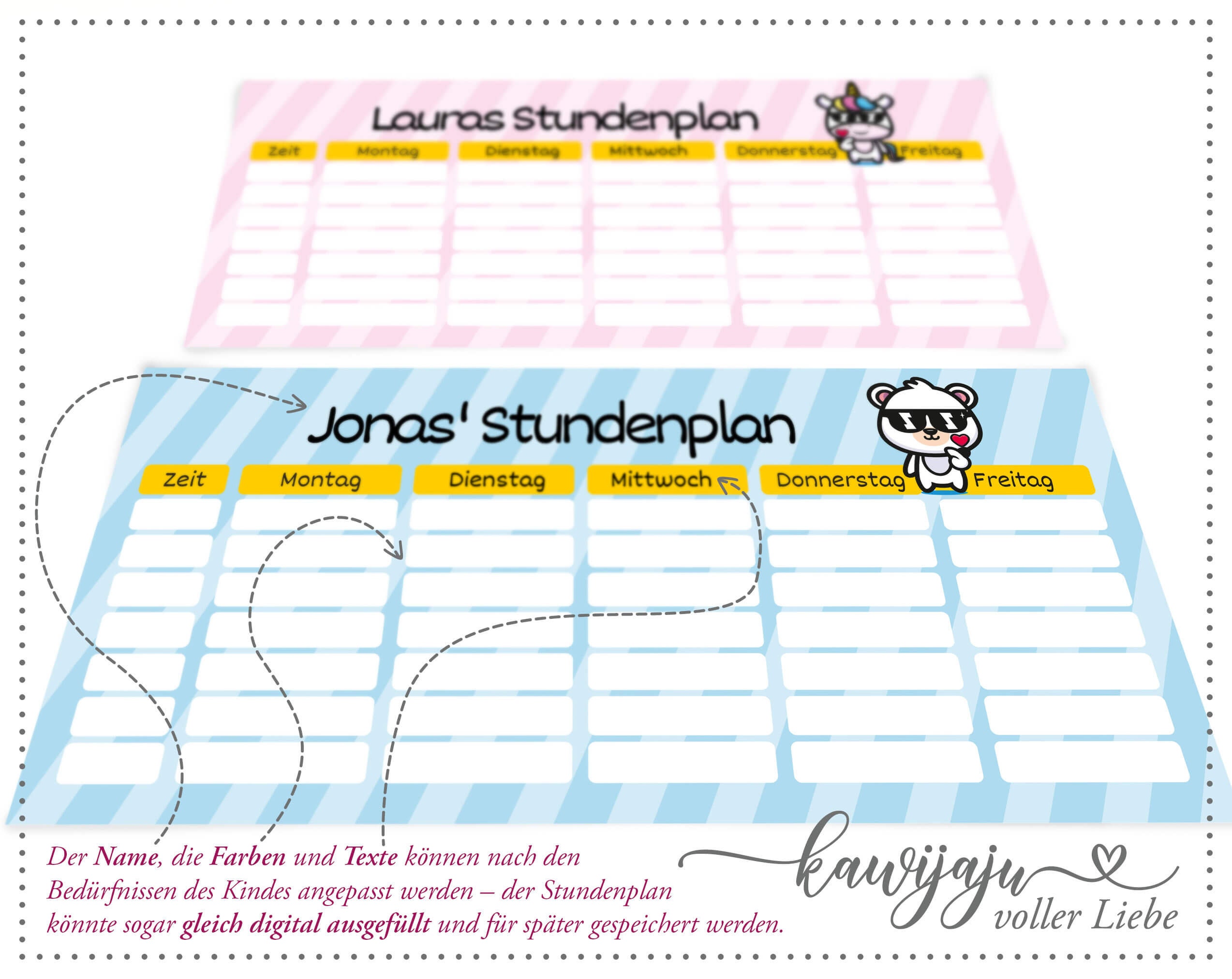 Canva: Personal Timetable for Ergobag or Other Pencil Cases ...