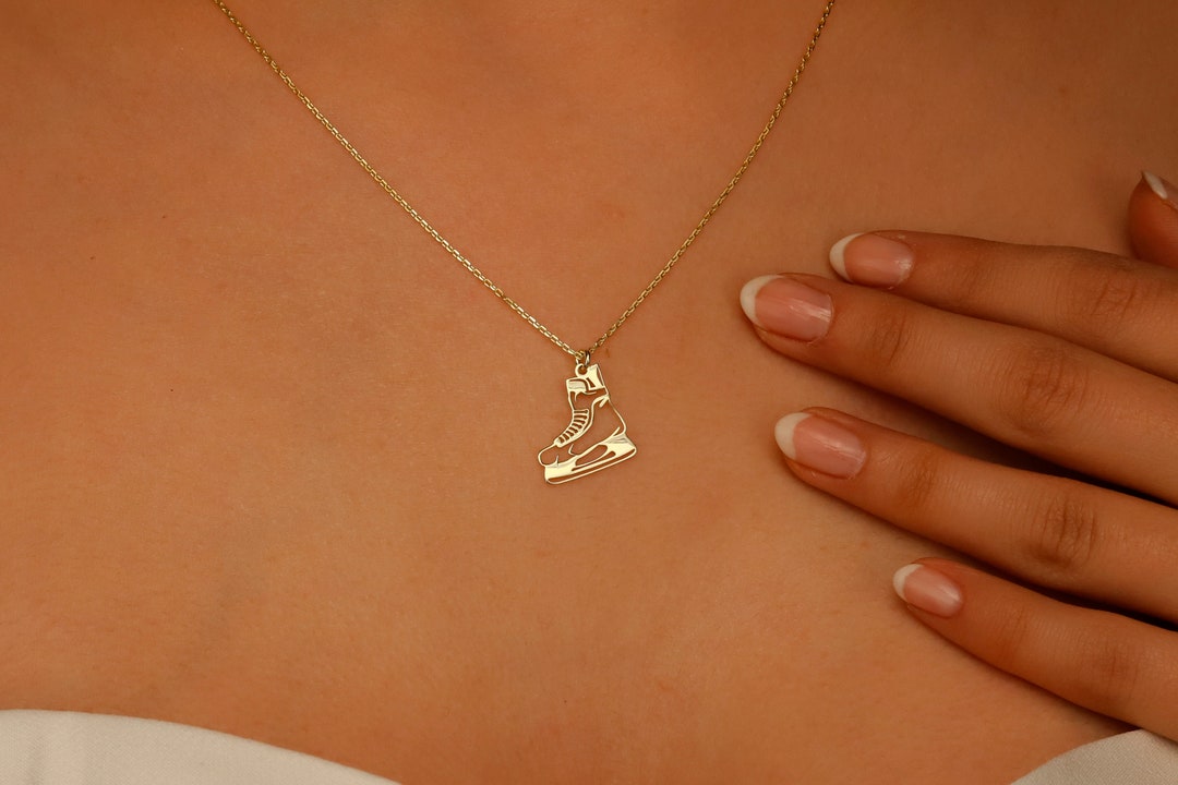 Ice Skate Pendant Necklace | Figure Skater Jewelry | Gold Ice Skating ...