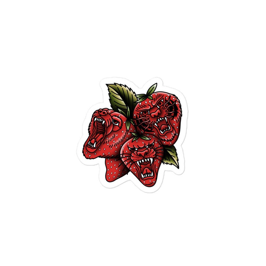 Traditional Tattoo Strawberry Sticker - Etsy