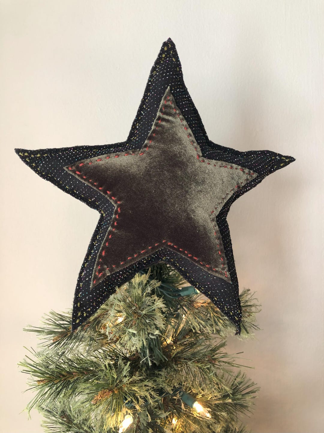 Tree Topper Christmas Tree Topper Hand Made Christmas Tree Star Velvet ...