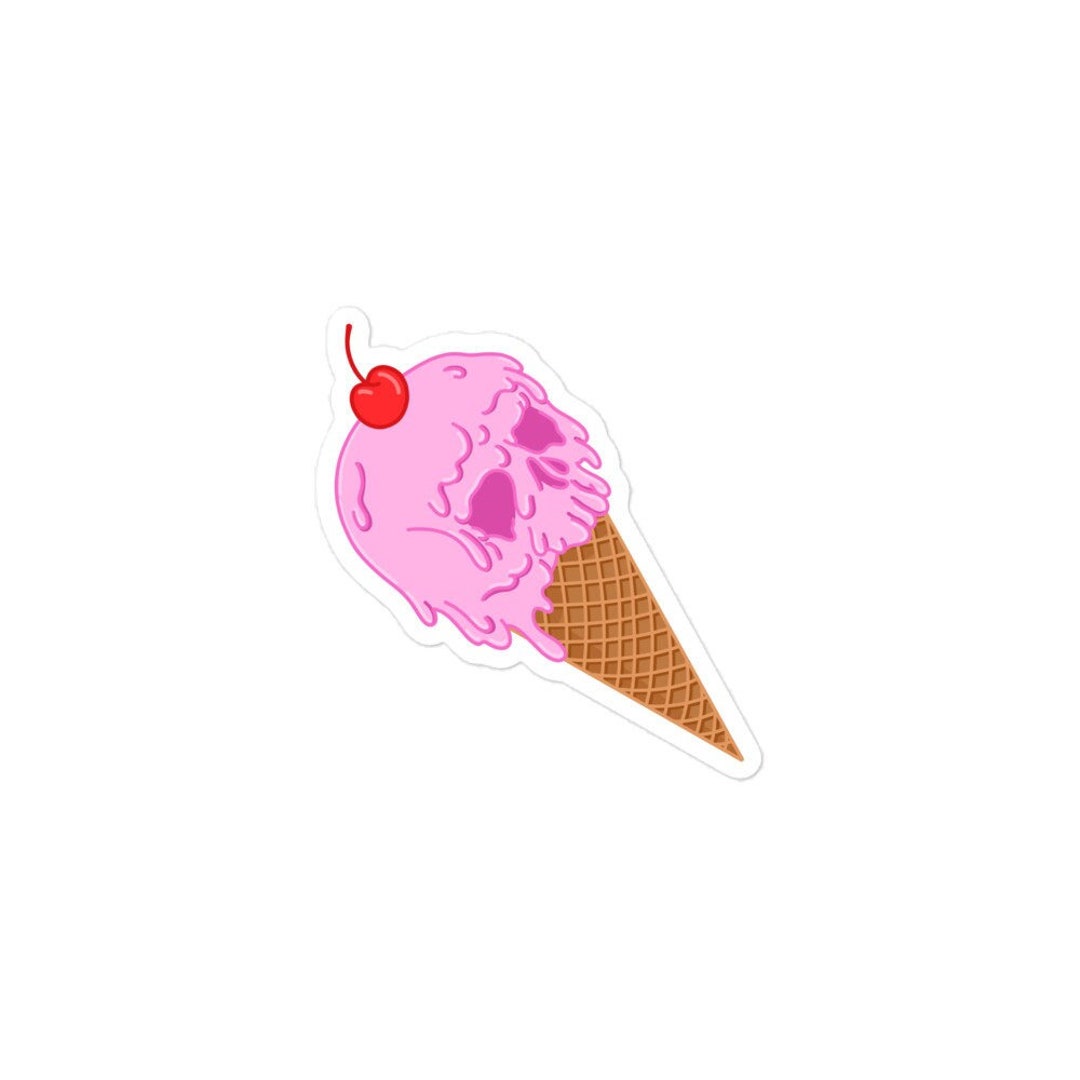 Goth Stickers - Ice Cream Sticker - Ice Cream Skull - Ice Cream Sundae ...