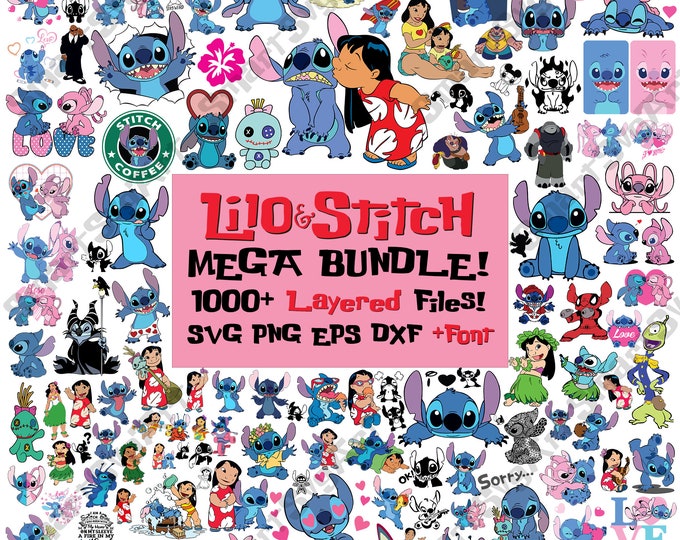 1000 Stitch Svg, Stitch Bundle, Stitch Clipart, Stitch Png, Lilo and ...