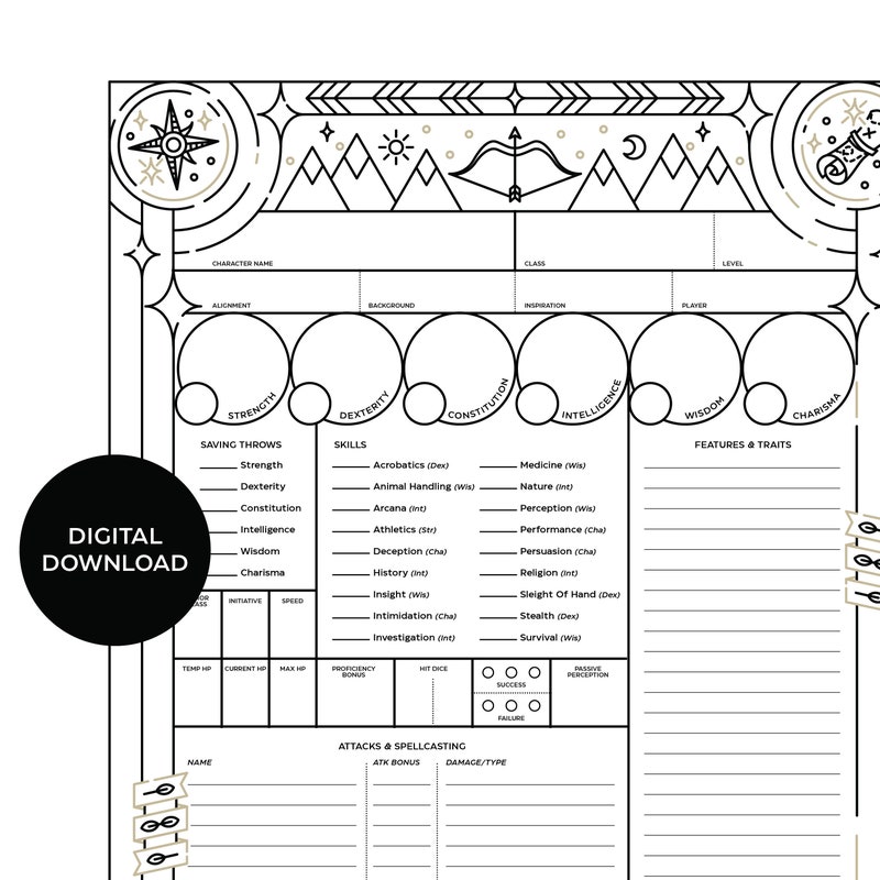 Ranger Dnd Character Sheet - Etsy