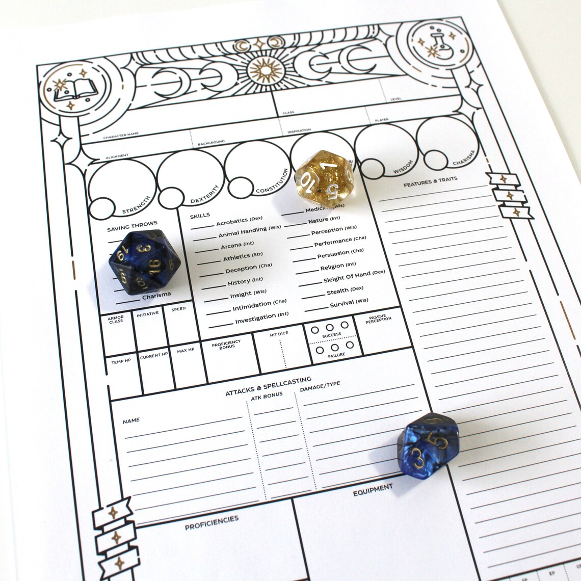 Wizard Character Sheet D&D 5e - Etsy