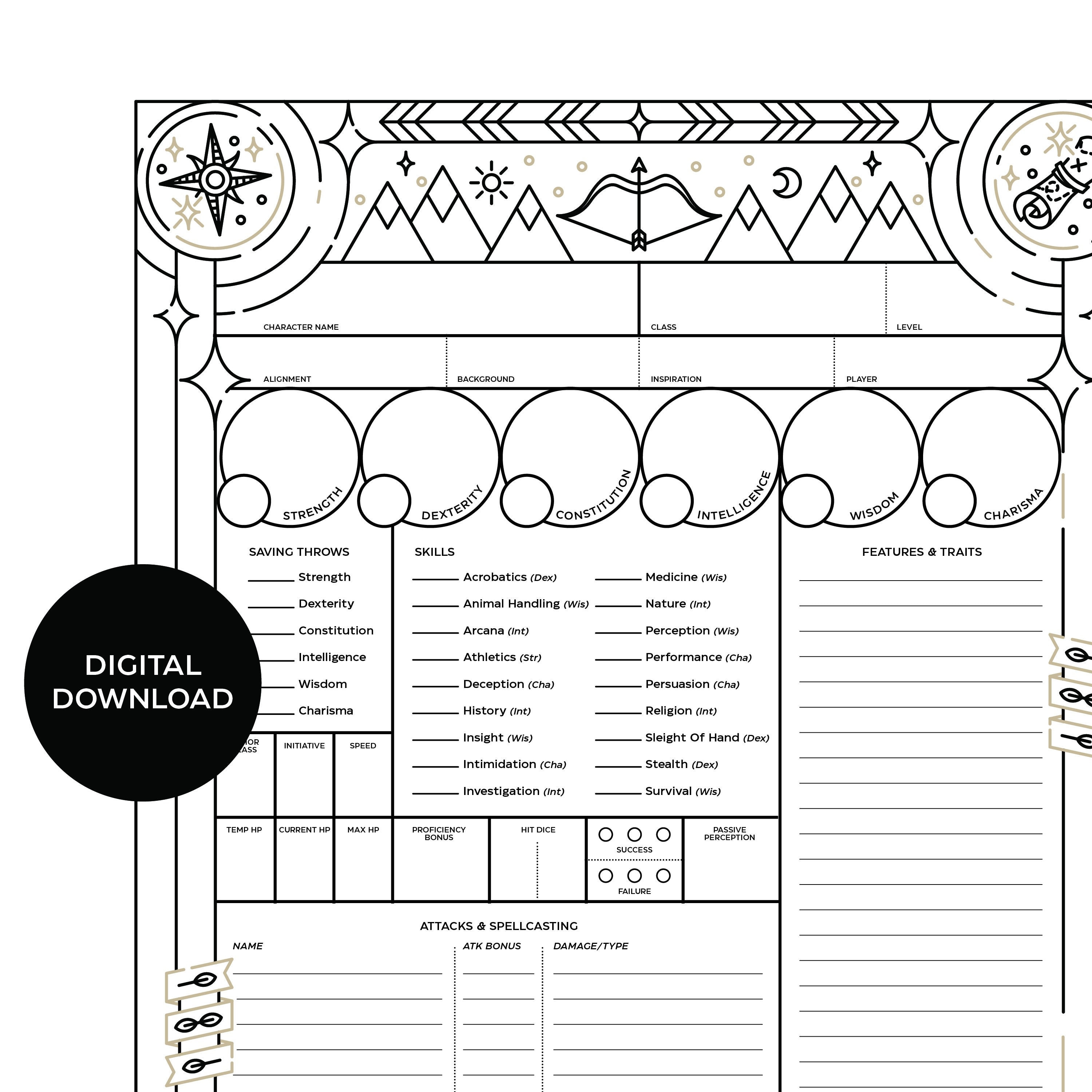 Ranger Character Sheet | D&D 5e - Etsy