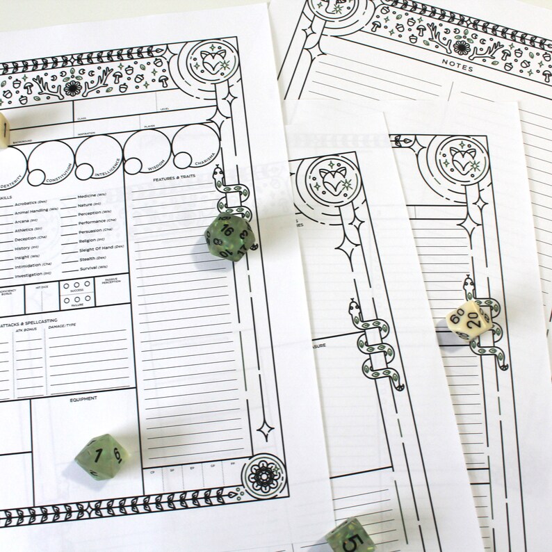 Druid Character Sheet | D&D 5e - Etsy