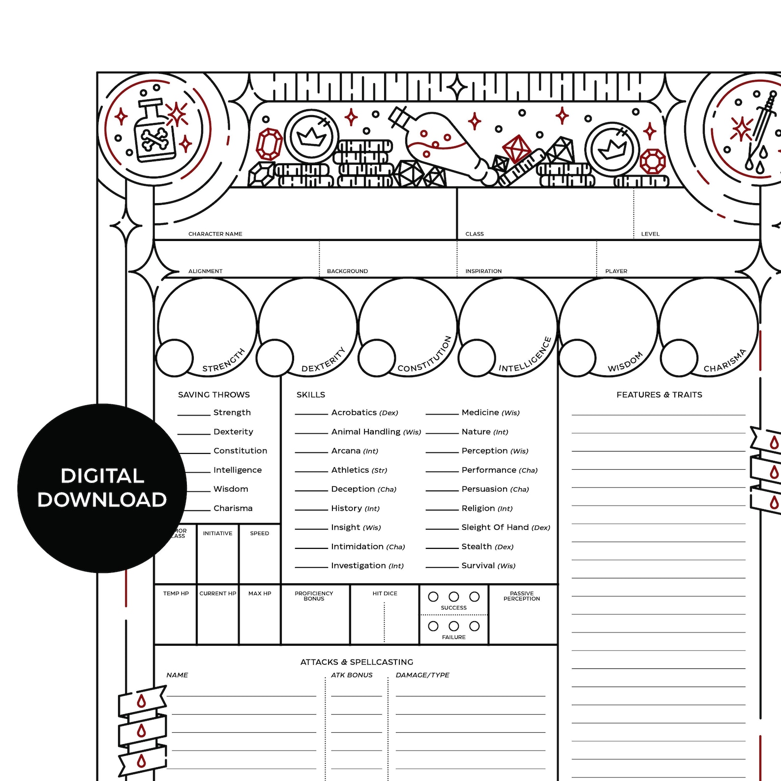 Rogue Character Sheet | D&D 5e - Etsy