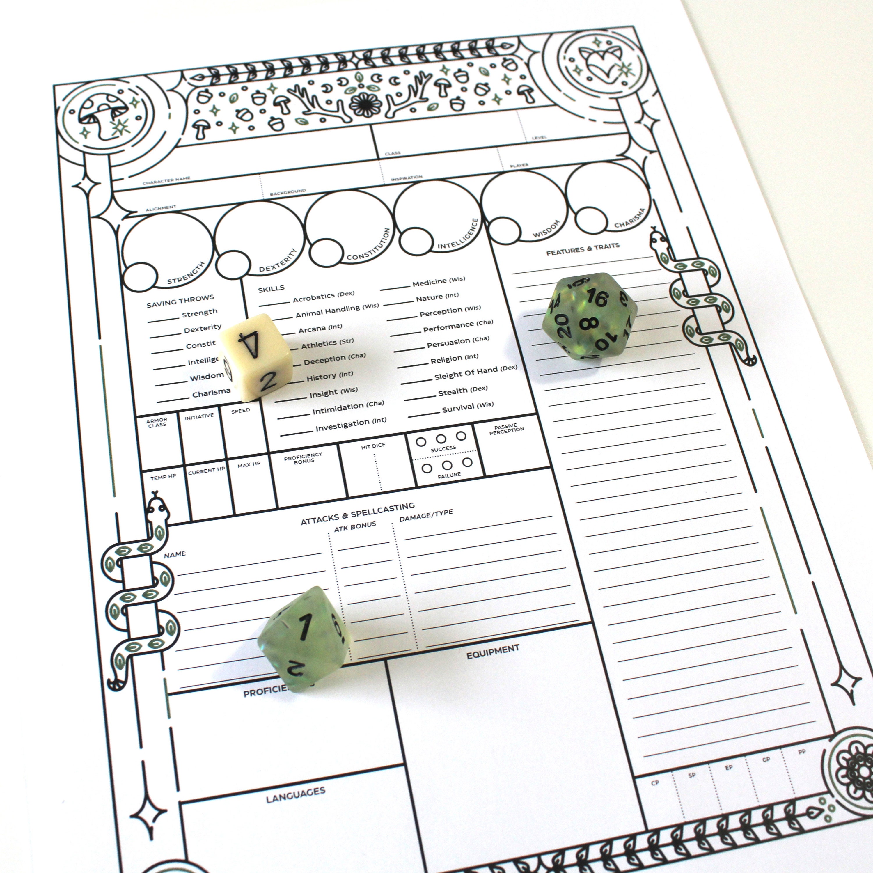Druid Character Sheet | D&D 5e - Etsy