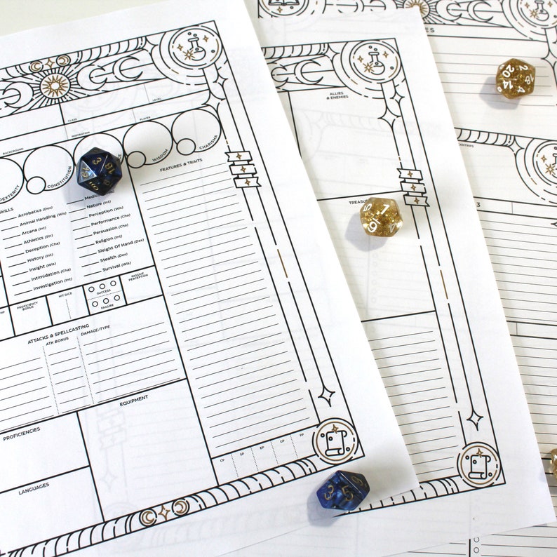 Wizard Character Sheet | D&D 5e - Etsy