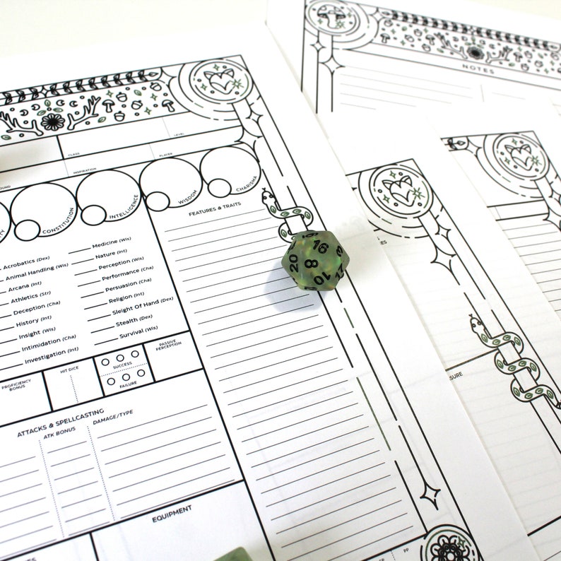 Druid Character Sheet | D&D 5e - Etsy