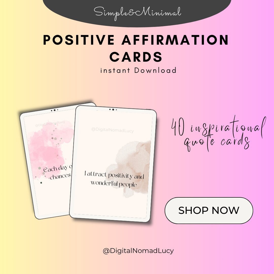 Affirmation Cards, Positive Quote Flash Cards, Affirmations Cards, Self ...