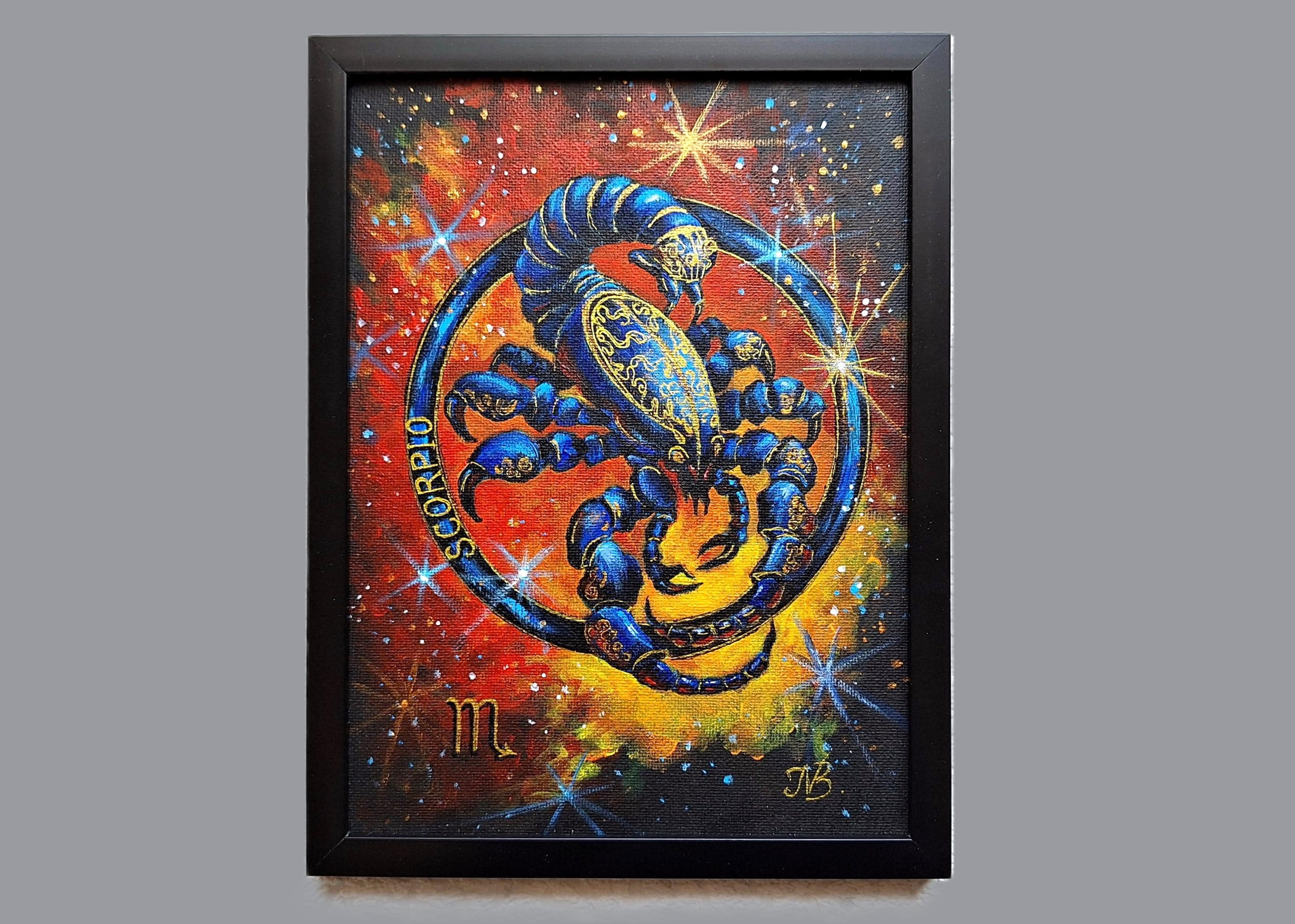 Framed Scorpio Painting: Colorful Zodiac Sign, Acrylic Art, the Perfect ...