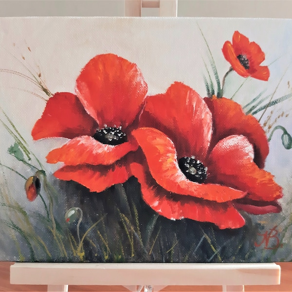 Red Poppy Painting - Etsy