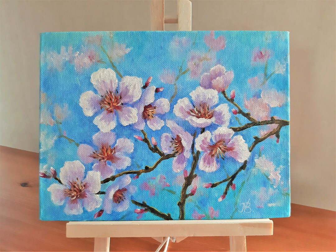 Cherry Blossom, Painting Original, Pink Spring Flowers, Oil Painting ...