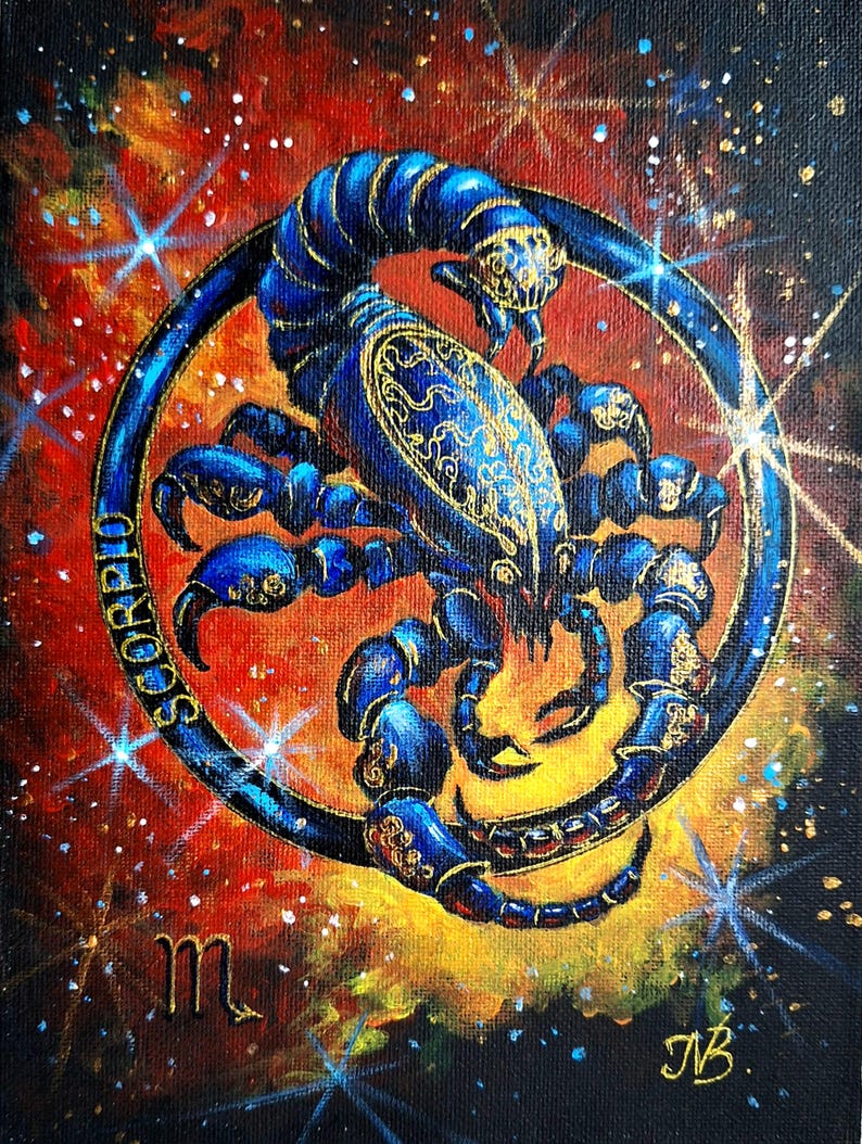 Framed Scorpio Painting: Colorful Zodiac Sign, Acrylic Art, the Perfect ...