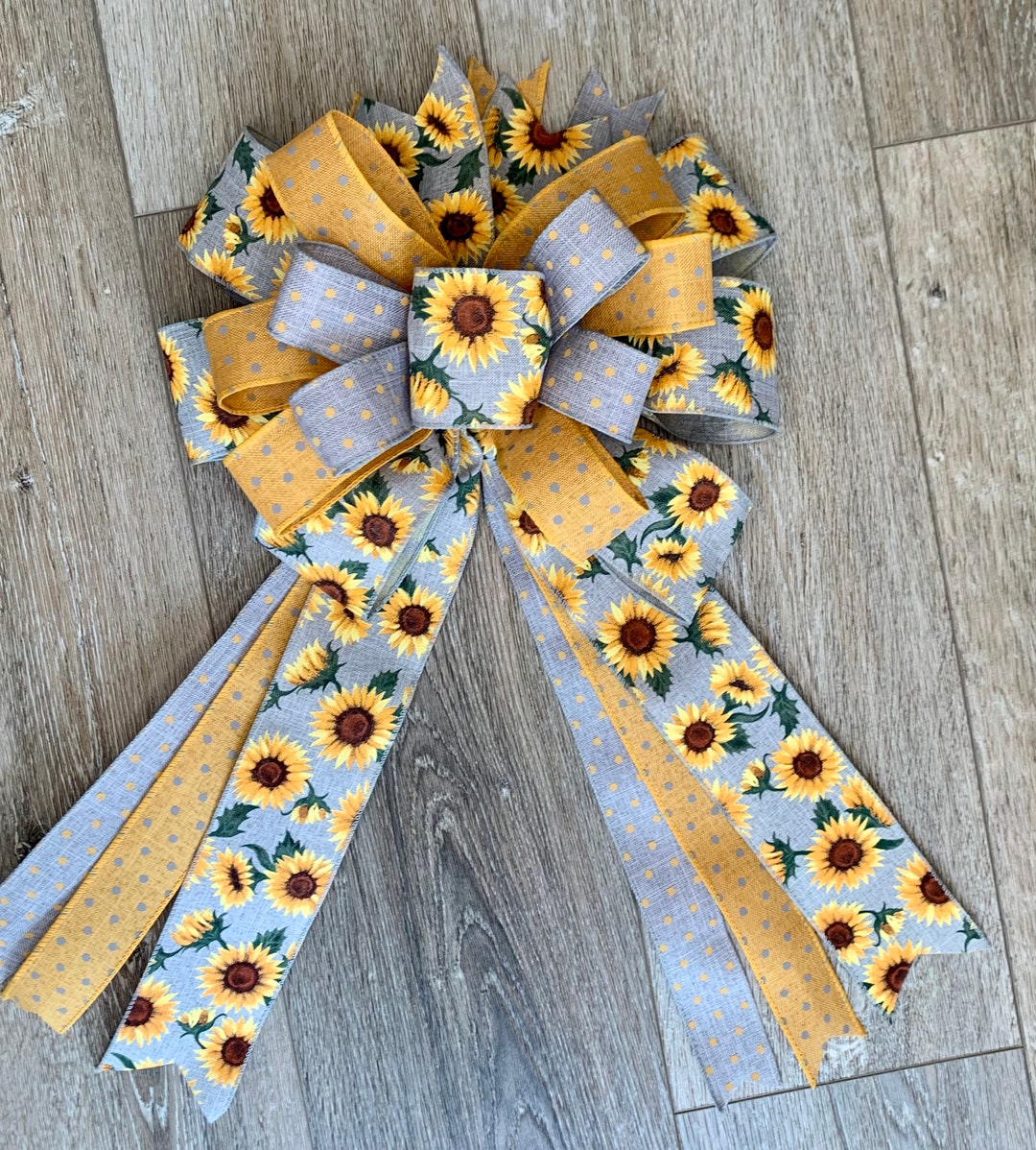 Sunflower Wreath Bow, Sunflower Add on Ribbon, Sunflower Door Hanger ...
