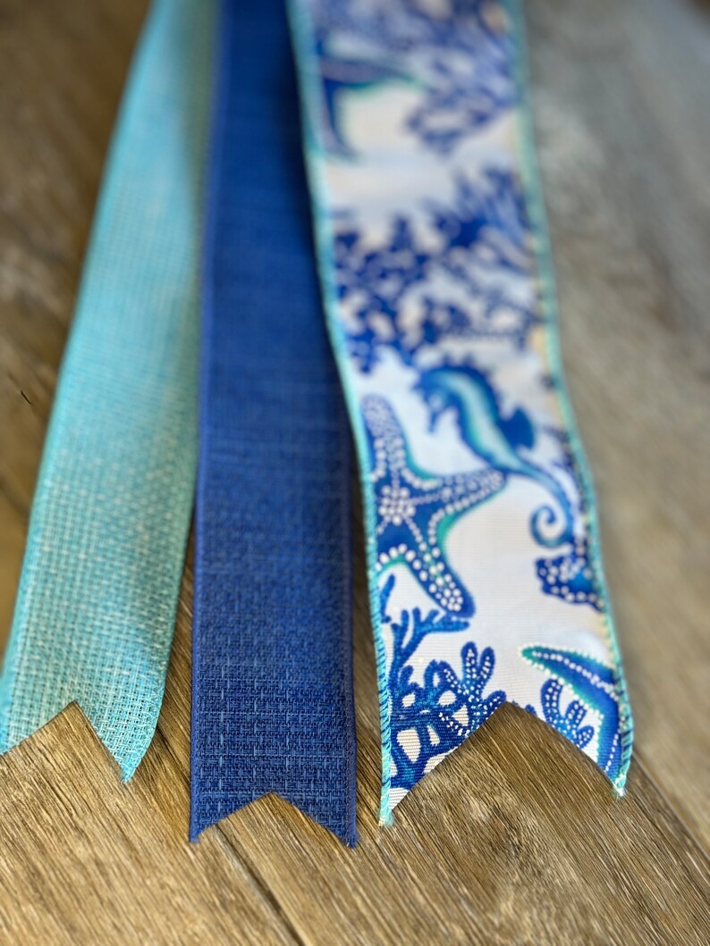 Beach Wreath Bow, Summer Bow, Blue Coral Bow, Blue Starfish Bow, Blue ...
