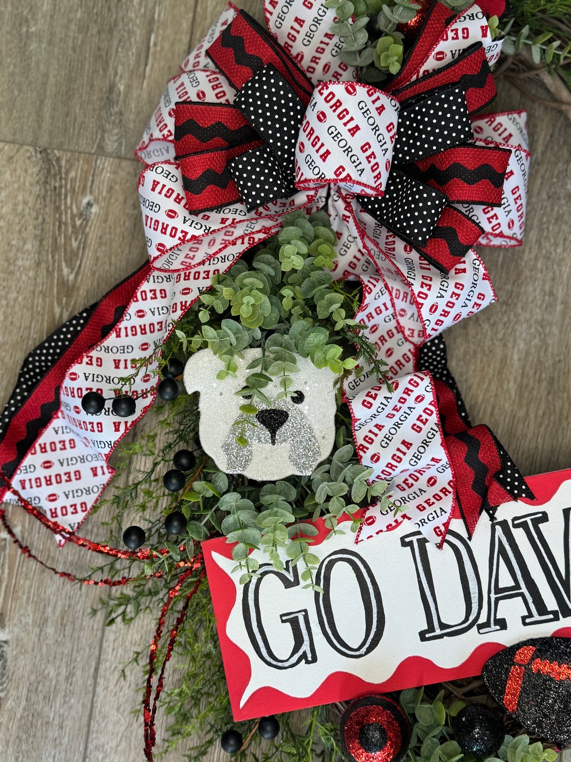 University of Georgia Wreath, Georgia Wreath for Front Door, Red and ...