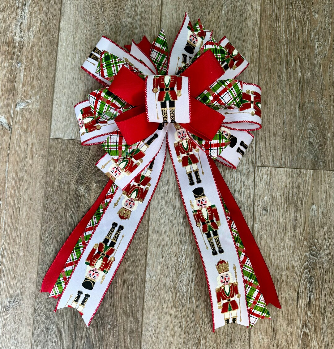 Nutcracker Wreath Bow, Nutcracker Bow, Holiday Wreath Bow, Nutcracker Decor, Nutcracker Door ...