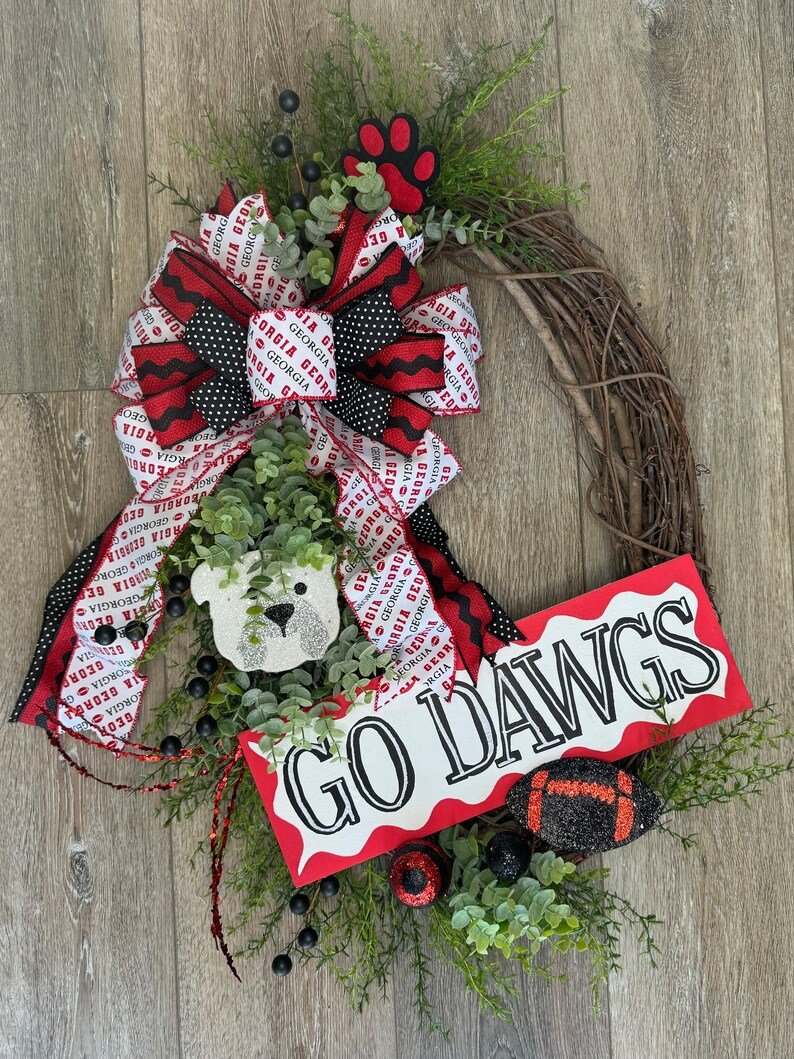 University of Georgia Wreath, Georgia Wreath for Front Door, Red and ...