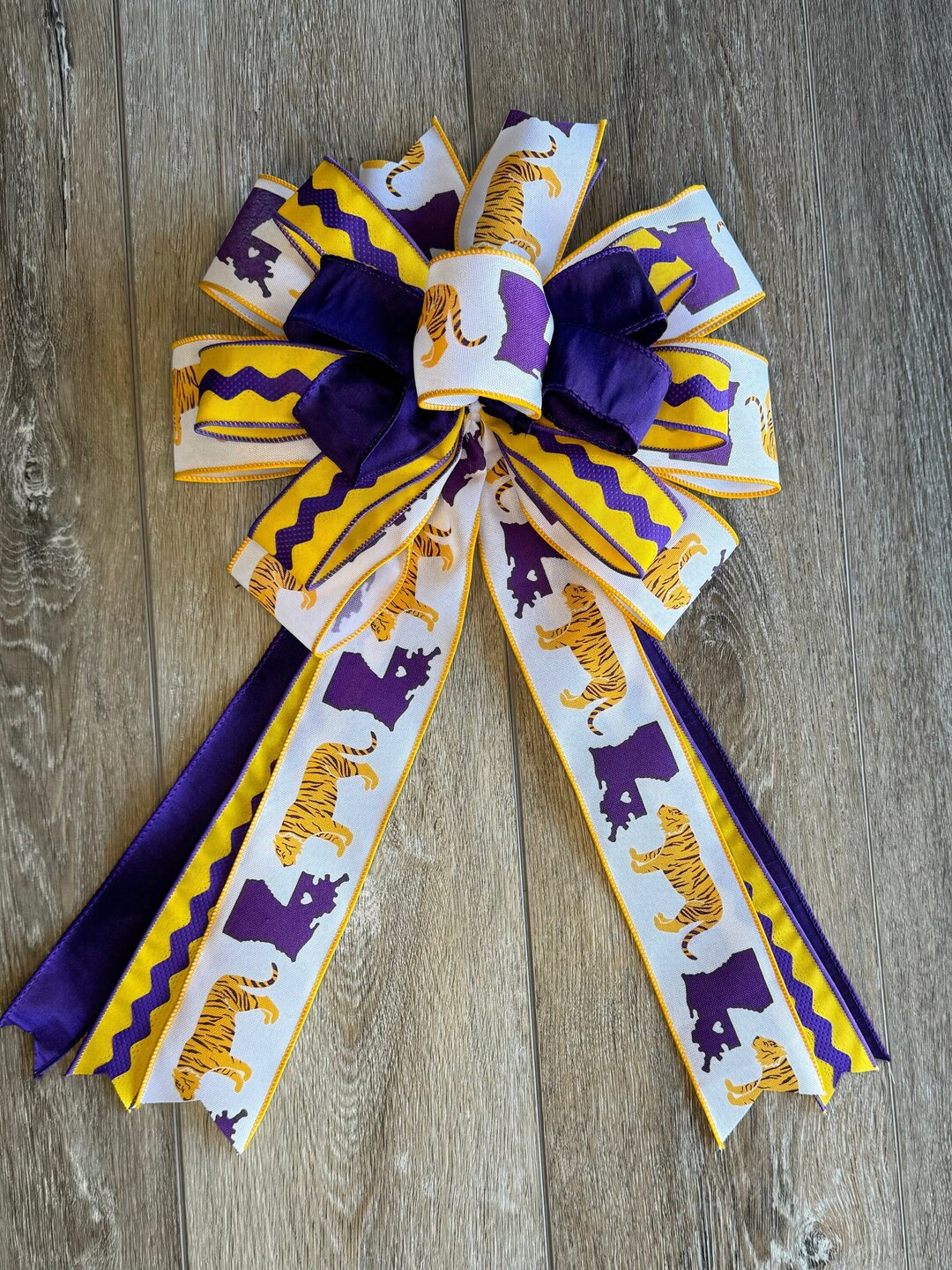 LSU Football Bow, Purple and Gold Football Wreath Bow, Football Wreath ...