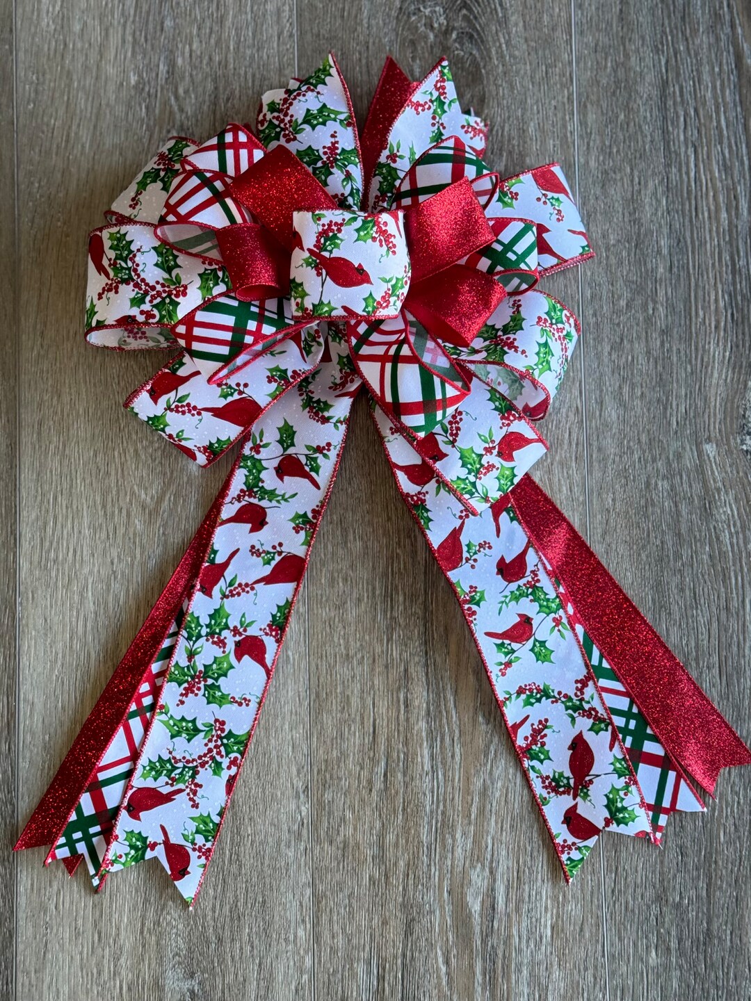 Christmas Wreath Bow, Cardinal Wreath Bow, Cardinal Bow, Holiday Wreath ...
