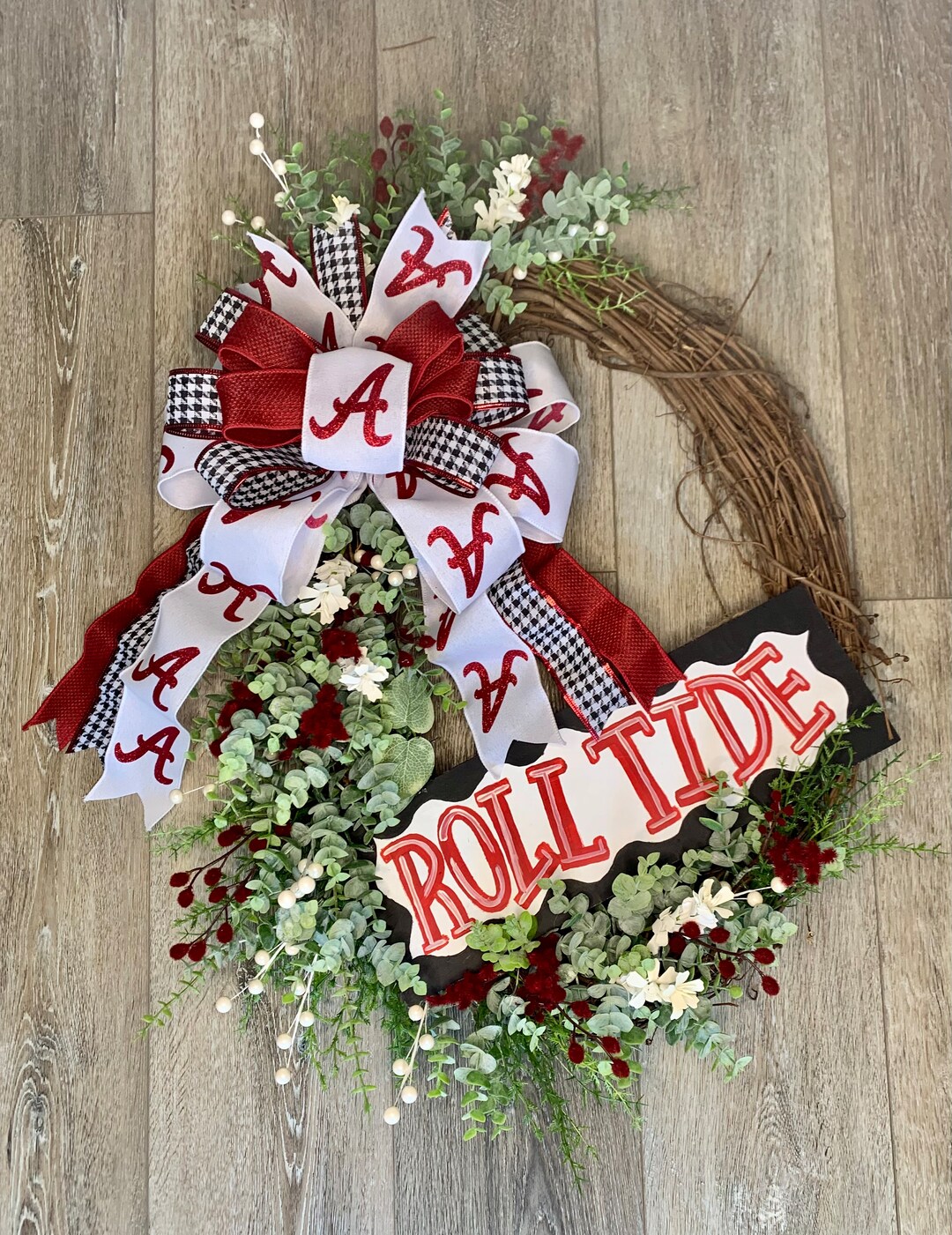 University of Alabama Wreath, Alabama Wreath for Front Door, Crimson ...