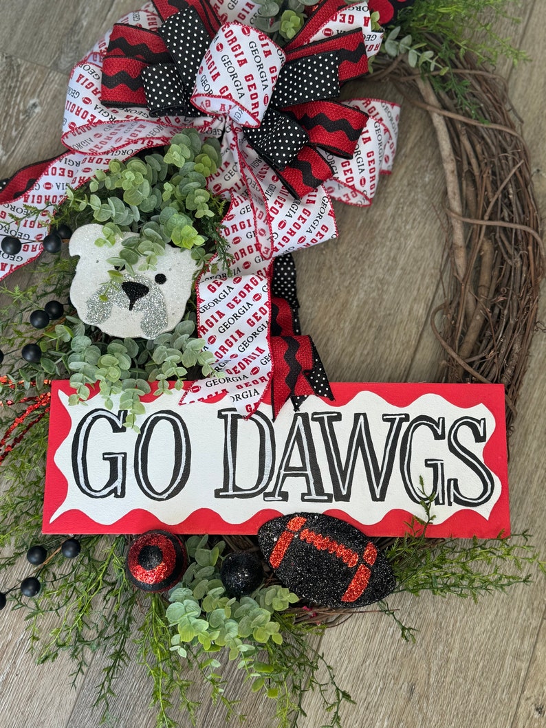 University of Georgia Wreath, Georgia Wreath for Front Door, Red and ...