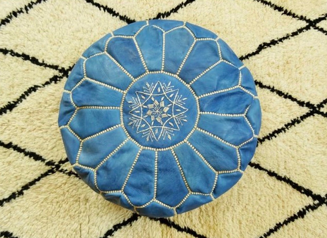 Moroccan Pouf Moroccan Leather Pouf Ottoman Etsy