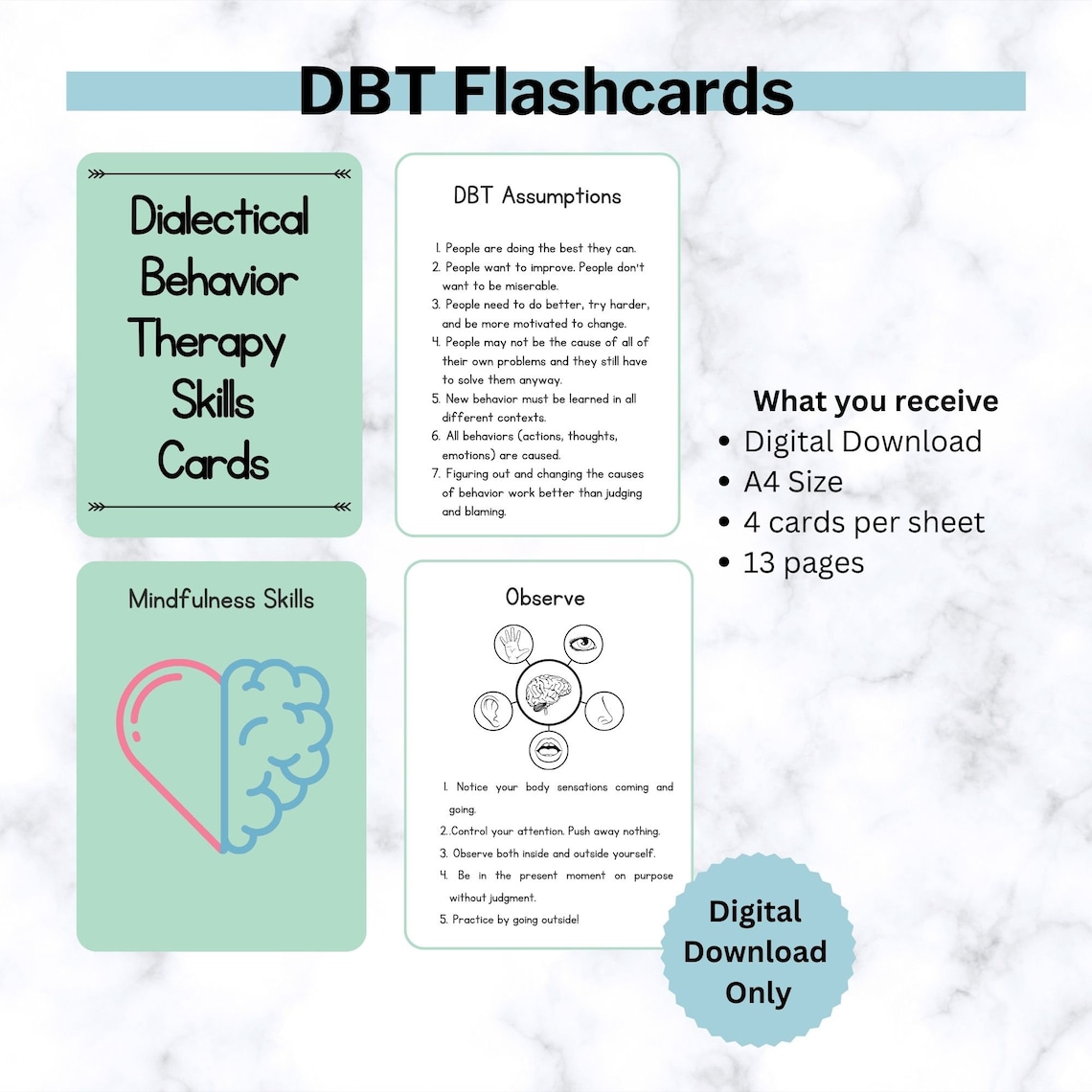 DBT Flashcards, Therapy Flashcards, Dialectical Behavior Therapy ...