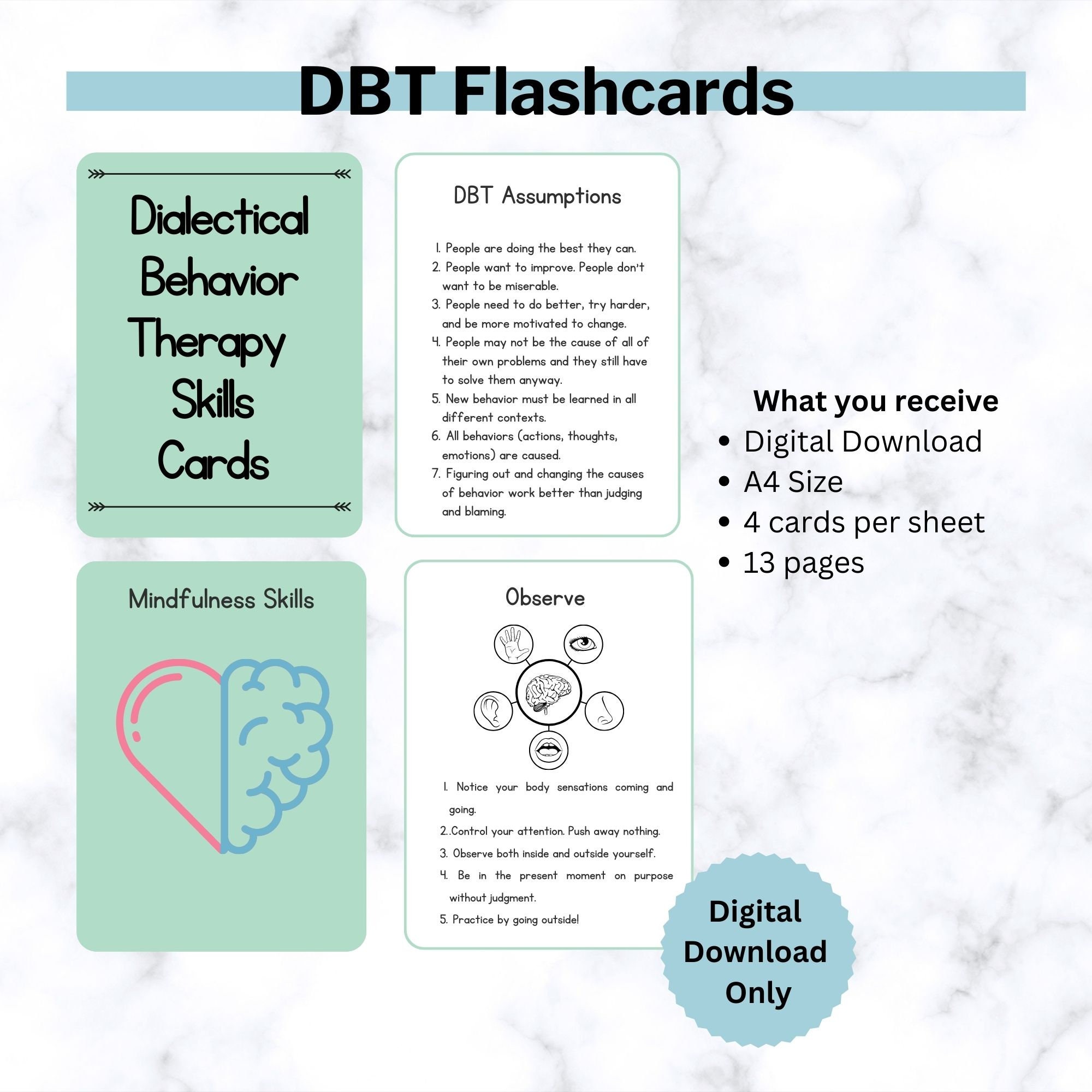 DBT Flashcards, Therapy Flashcards, Dialectical Behavior Therapy ...