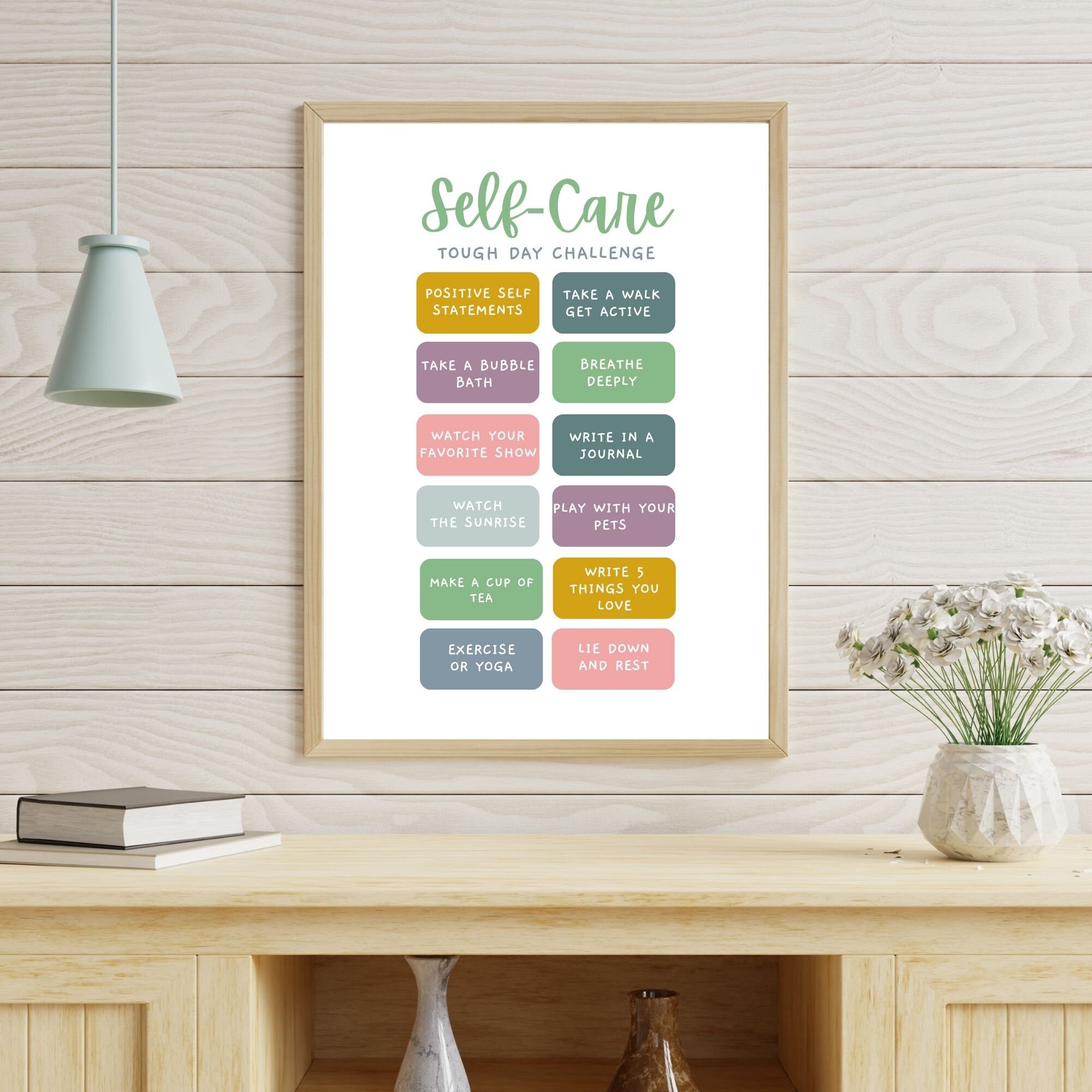 Self-care Poster, Self-care Challenge, Tough Day Challenge, Mental ...