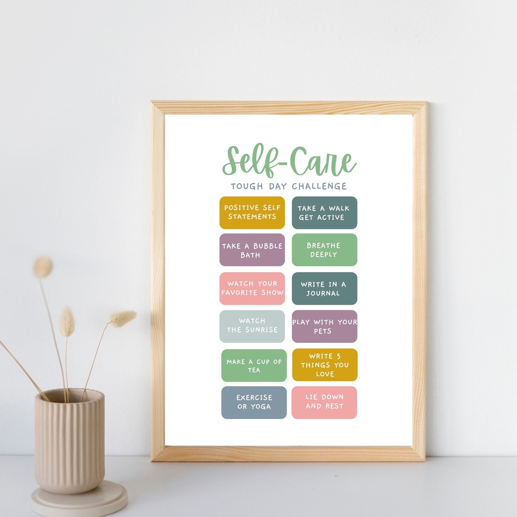 Self-care Poster, Self-care Challenge, Tough Day Challenge, Mental ...