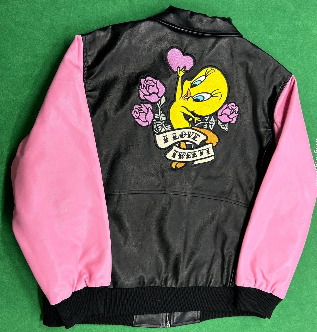 Vintage Looney Tunes Jacket Tweety Bird Leather Jacket Vintage Looney ...