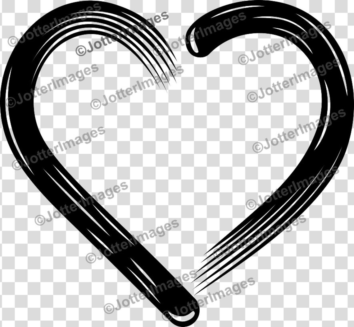 Paint Brush Stroke Heart Outline (SVG, PNG Digital Download) - Etsy