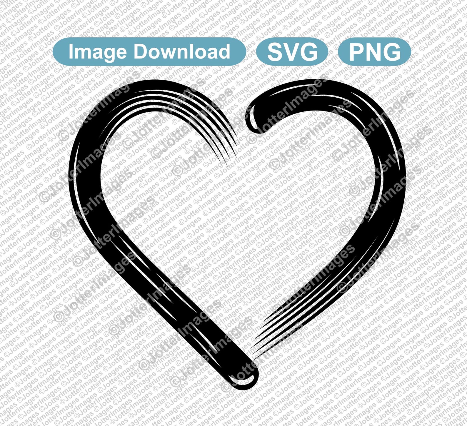 Paint Brush Stroke Heart Outline (SVG, PNG Digital Download) - Etsy