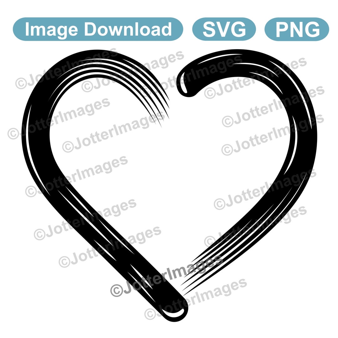 Paint Brush Stroke Style Heart Outline Image Picture Download SVG, PNG ...